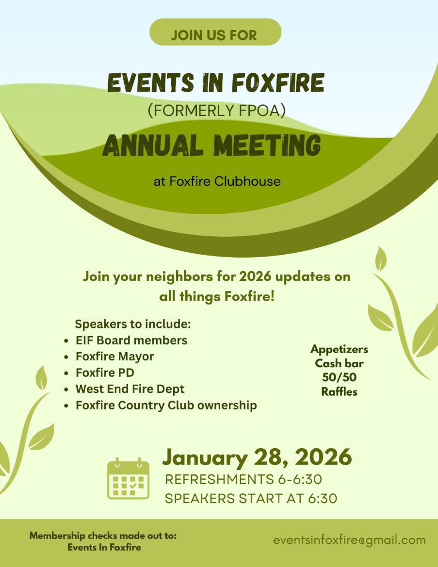 Annual Meeting -Events in Foxfire (EiF) – formerly FPOA – Inside ...
